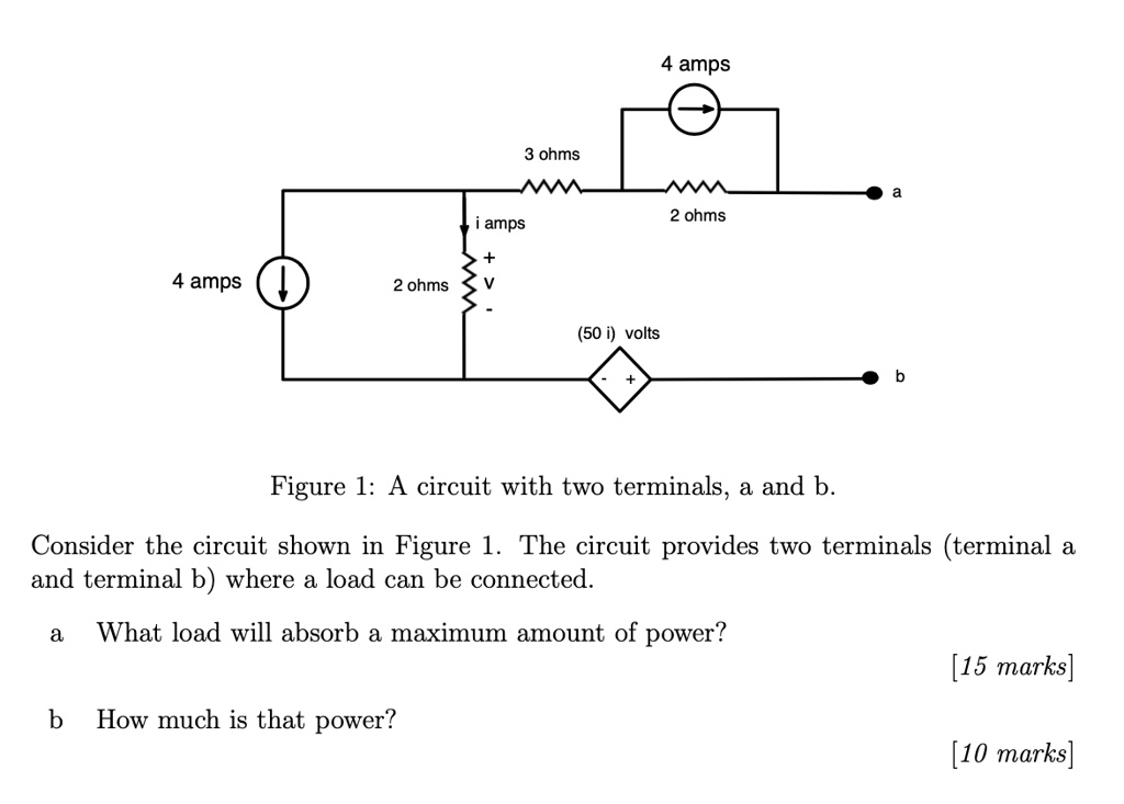 SOLVED: 4 amps 3 ohms ohms amps amps 2 ohms 50 i) volts Figure 1: A ...