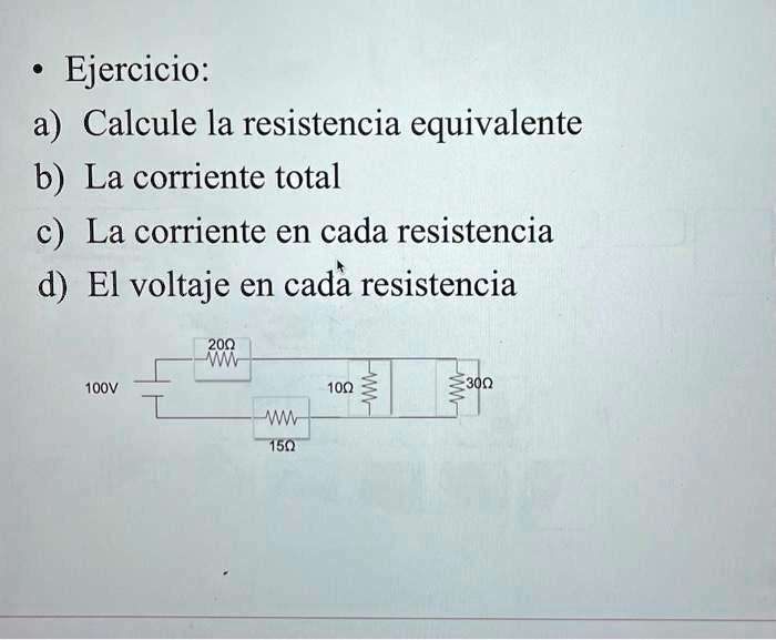 SOLVED: a) calculate the equivalent resistance b) the total current c) the current in each ...