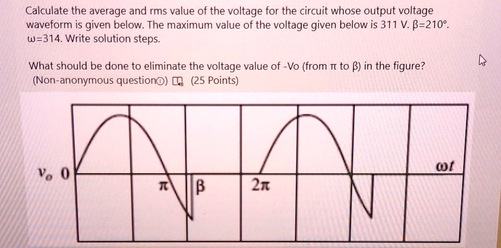 Calculate the average and rms value of the voltage for the circuit whose output voltage waveform ...