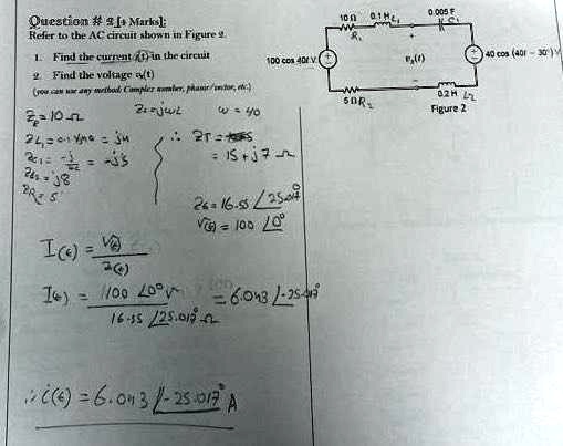 SOLVED: Question # Q [1 Mark]: Refer to the AC circuit shown in Figure 2. Find the current of in ...