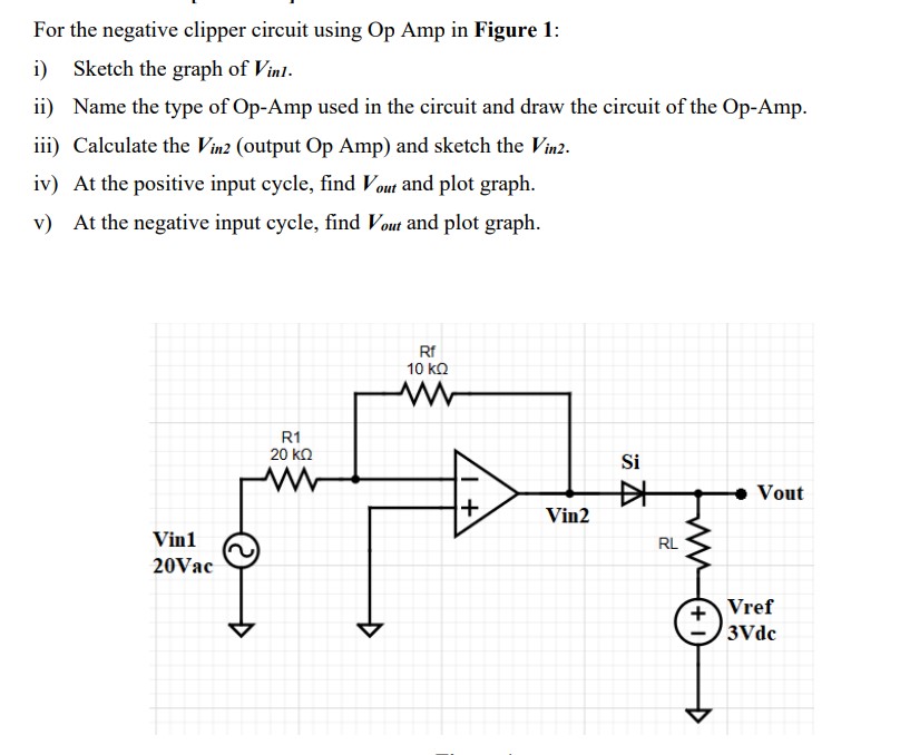 for the negative clipper circuit using op amp in figure 1 i sketch the ...