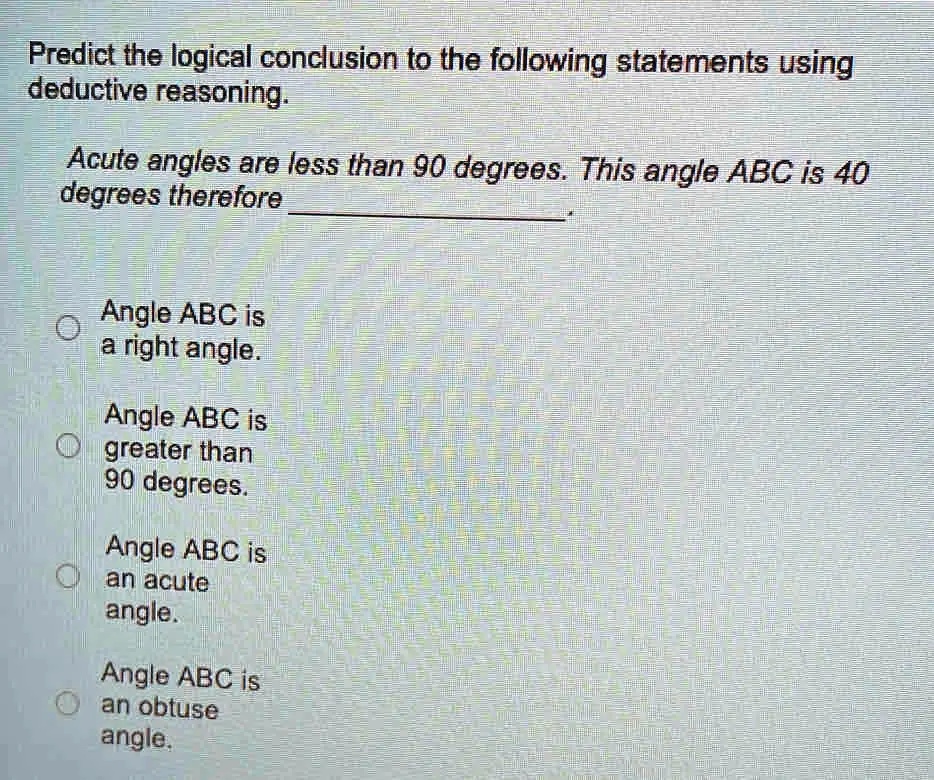 predict the logical conclusion to the following statements using ...