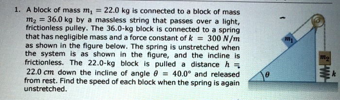 a block of mass m 220 kg is connected to block of mass mz 360 kg by massless string that passes ...
