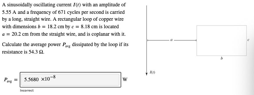 sinusoidally oscillating current it with an amplitude of 555 a and a frequency of 671 cycles per ...