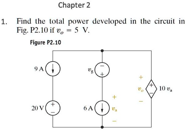 Chapter 2 1. Find the total power developed in the circuit in Fig. P2 ...