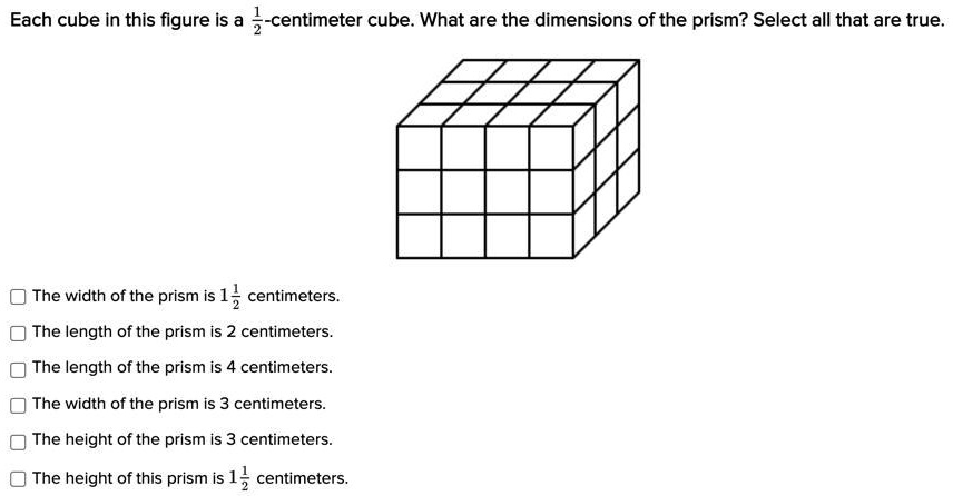 SOLVED: 'Select all that are true. Each cube in this figure is a ...