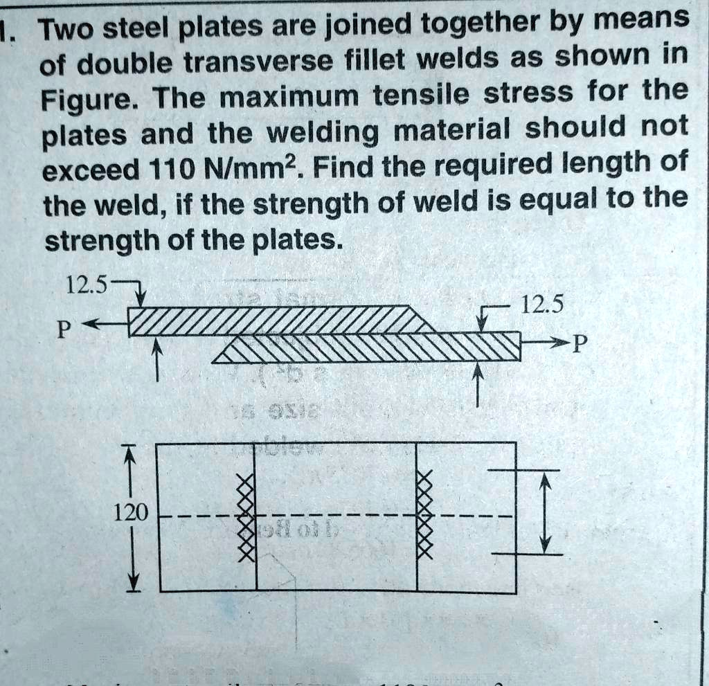 1. Two steel plates are joined together by means of double transverse ...