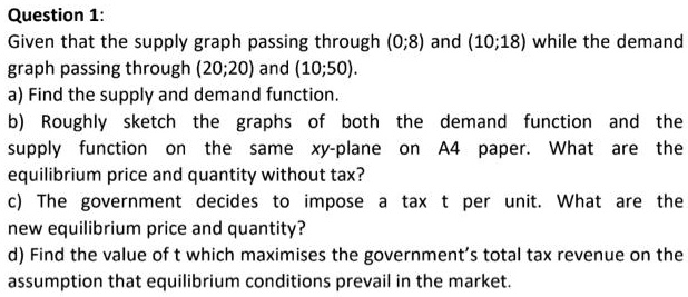 question 1 given that the supply graph passing through 08 and 1018 ...