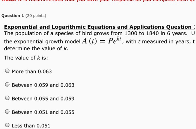 SOLVED: Question 1 (20 points) Exponentialand Logarithmic Equationsand ...