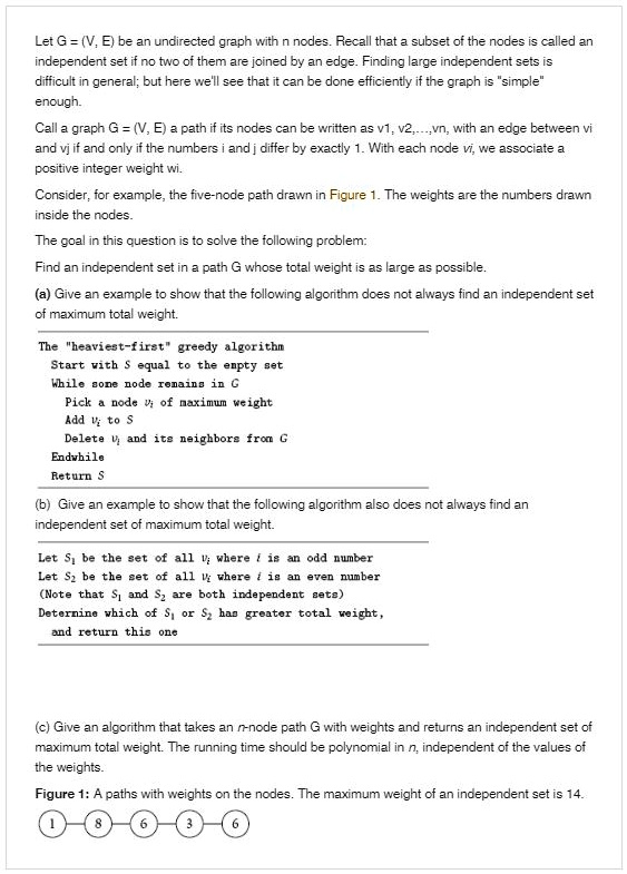 SOLVED: Let G=(V,E) be an undirected graph with n nodes. Recall that a subset of the nodes is ...