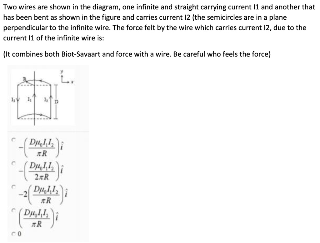 two wires are shown in the diagram one infinite and straight carrying ...