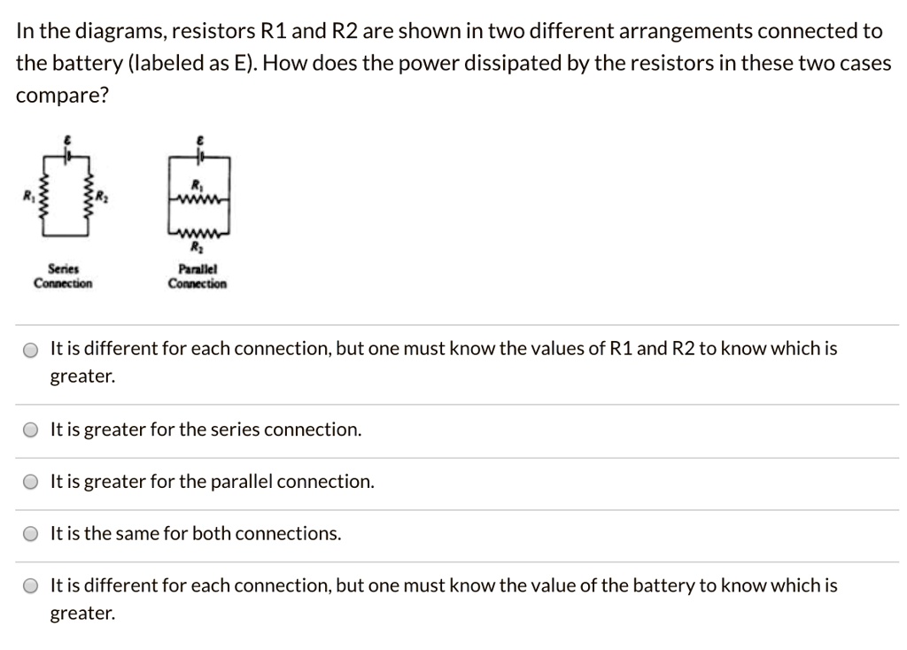 SOLVED: In the diagrams, resistors R1 and R2 are shown in two different ...