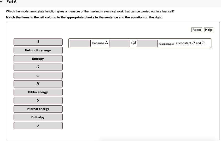 SOLVED: Part A Which thermodynamic state function gives measure of the ...