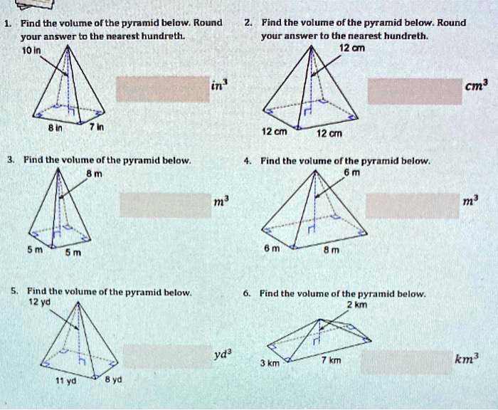 SOLVED: Find the volume of the pyramid below. Round your answer to the nearest hundredth.