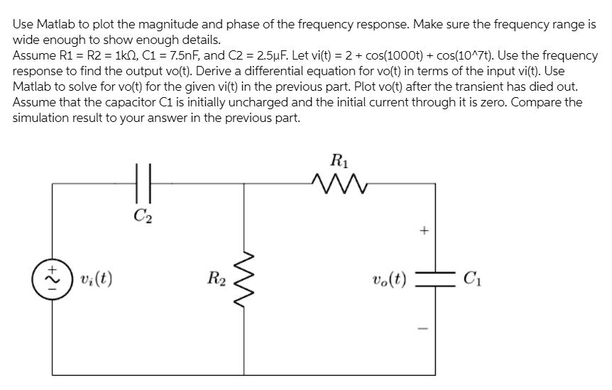 SOLVED: Use MATLAB to plot the magnitude and phase of the frequency ...