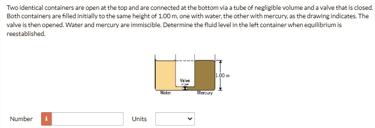 SOLVED: Two identical containers are open at the top andare connectedatthebottomvia tubeof ...