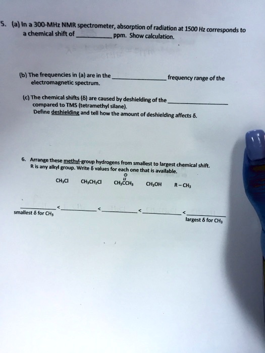 a in a 300 mhz nmr spectrometer absorption of radiation at 1500 hz ...