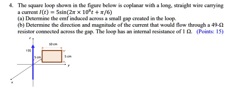 the square loop shown in the figure below is coplanar with a long ...