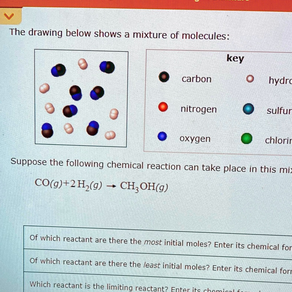 SOLVED: The drawing below shows a mixture of molecules: key carbon nitrogen sulfur oxygen ...