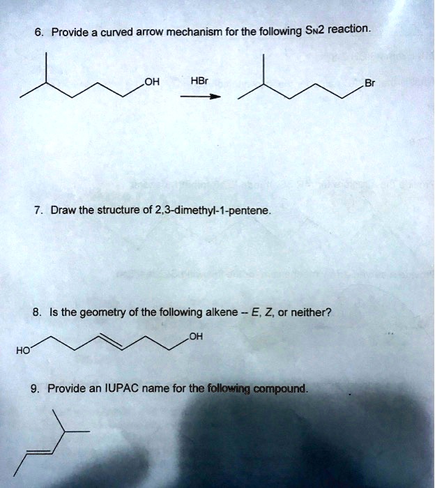 SOLVED:Provide a curved arrow mechanism for the following Sv2 reaction ...