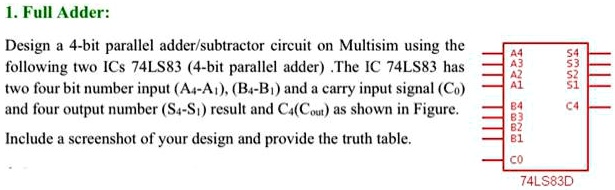 SOLVED: do the substractor and the truth table 1.Full Adder Design a 4 ...