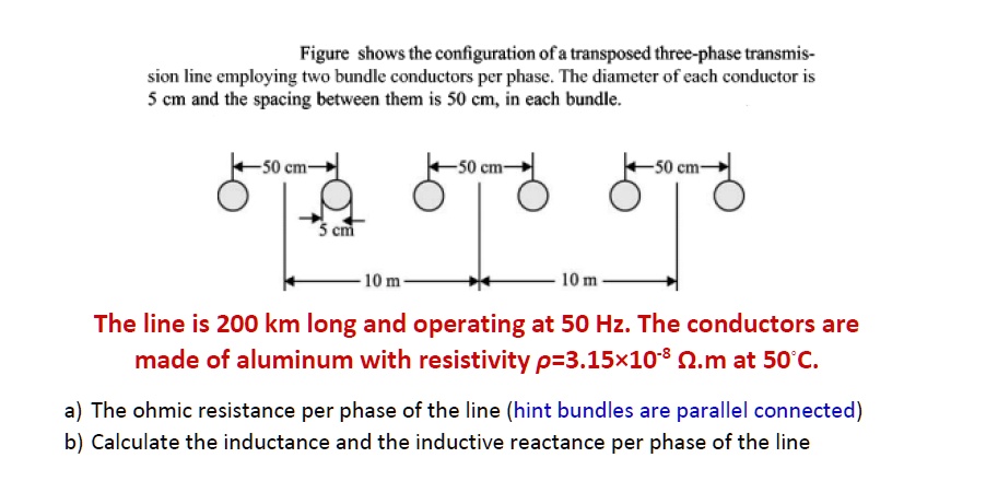 Figure shows the configuration of a transposed three-phase transmission ...