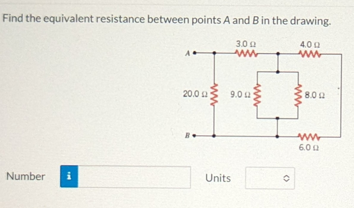 find the equivalent resistance between points a and b in the drawing number i units 2