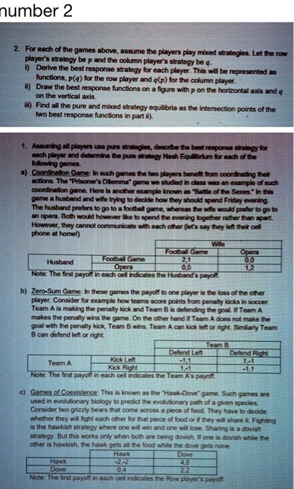SOLVED: number 2 For each dl te games abova. assute the player play ...