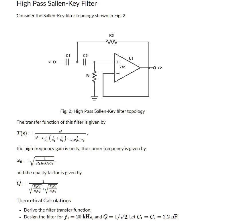 SOLVED: High Pass Sallen-Key Filter Consider the Sallen-Key filter ... SOLVED: High Pass Sallen-Key Filter Consider the Sallen-Key filter ...