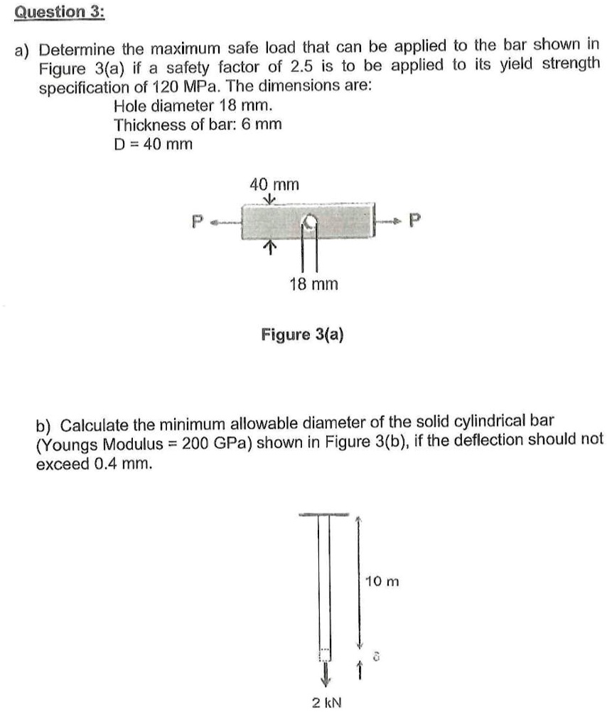 SOLVED: Question 3: a) Determine the maximum safe load that can be ...