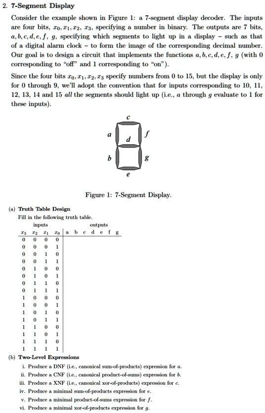 SOLVED: 2. 7-Segment Display Consider the example shown in Figure 1: a ...