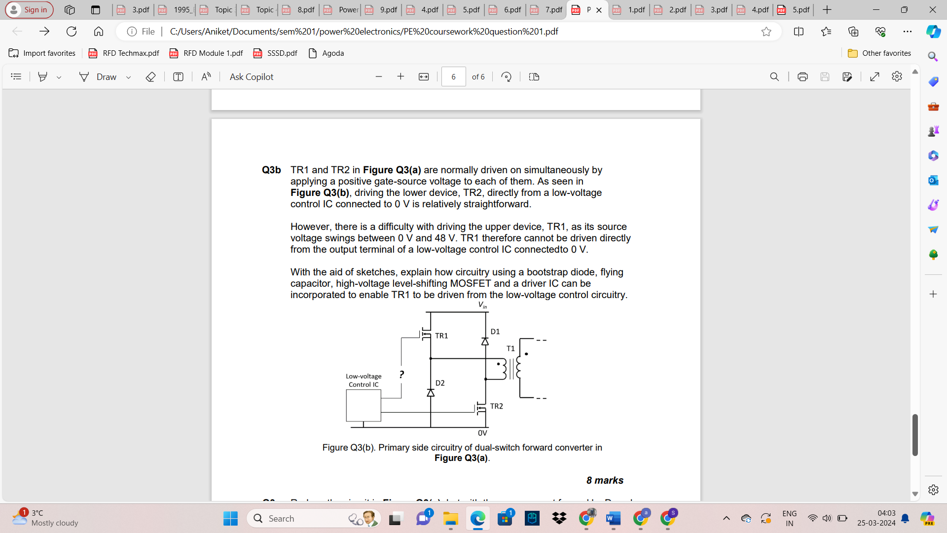 Q3b TR1 and TR2 in Figure Q3(a) are normally driven on simultaneously ...