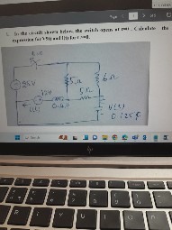 SOLVED: 1. In the circuit shown below, the switch opens at ( t=0 ). Calculate the expression for ...