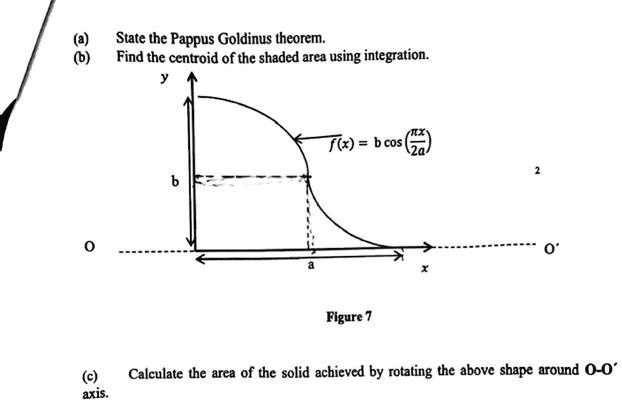 texts b o c axis state the pappus guldinus theorem find the centroid of the shaded area using ...