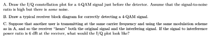 SOLVED: A.Draw the I/Q constellation plot for a 4-QAM signal just ...