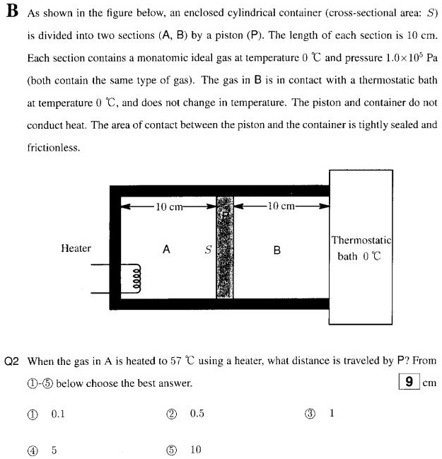 SOLVED: As shown in the figure below, an enclosed cylindrical container (cross-sectional area ...