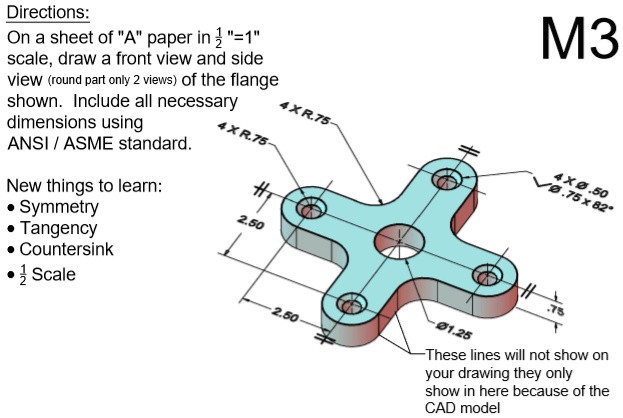 SOLVED: Directions: On a sheet of "A" paper in 3:1 scale, draw a front ...