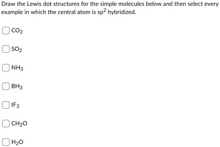 SOLVED: Draw the Lewis dot structures for the simple molecules below ...