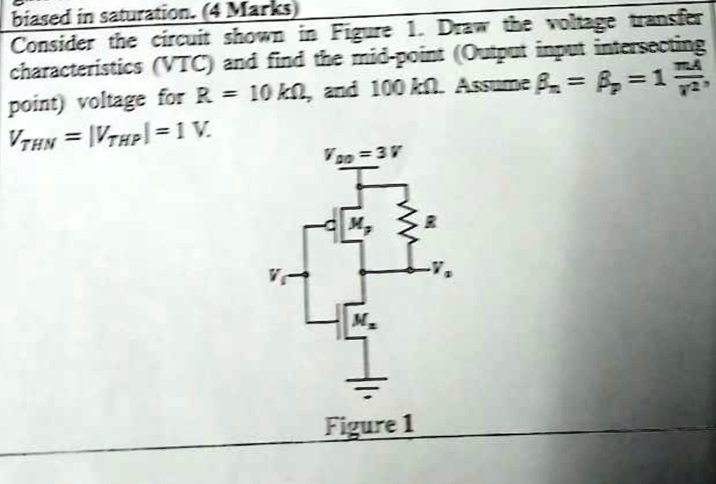 biased in saturation 4 marks consider the circuit shown in figure 1 draw the voltage transfer ...