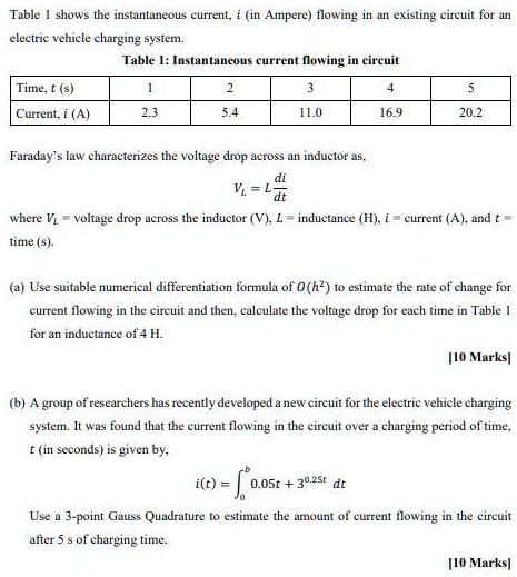 SOLVED: Table I shows the instantaneous current, i (in Amperes ...