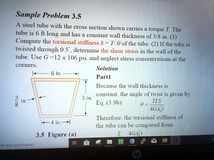 SOLVED: Sample Problem 3.5: How to Obtain the Shear Stress in a Steel ...