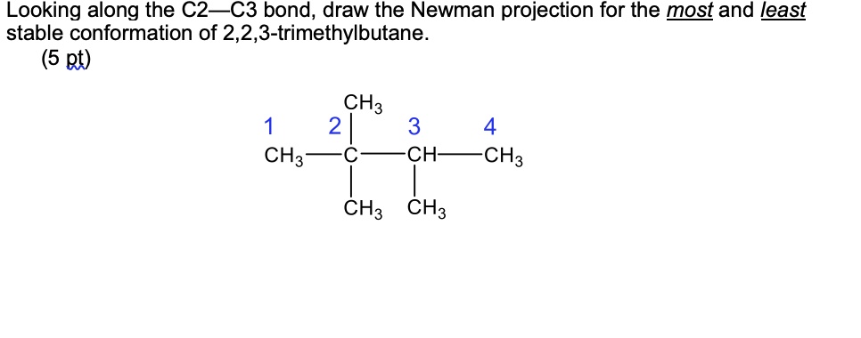 SOLVED: Looking along the C2-C3 bond, draw the Newman projection for ...