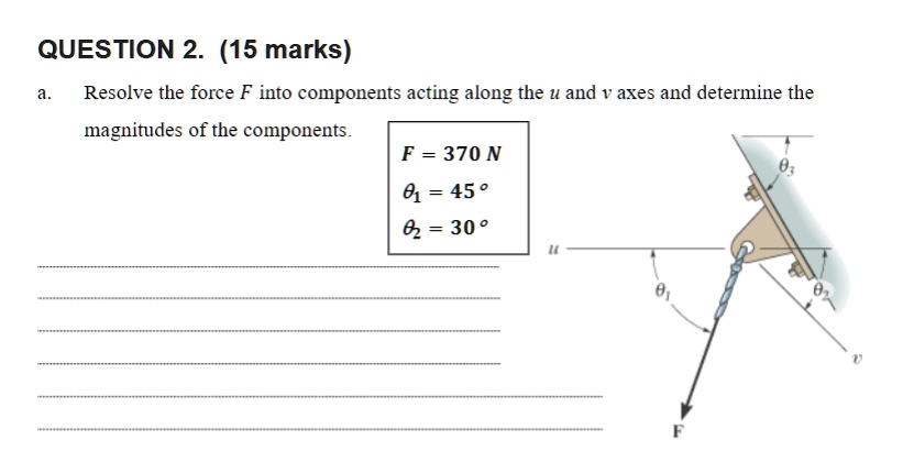 SOLVED: Resolve the force F into components acting along the u and v axes and determine the ...