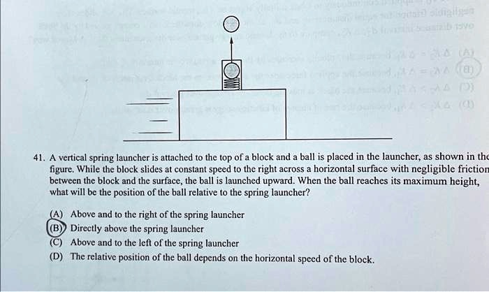 41. A vertical spring launcher is attached to the top of a block and a ...