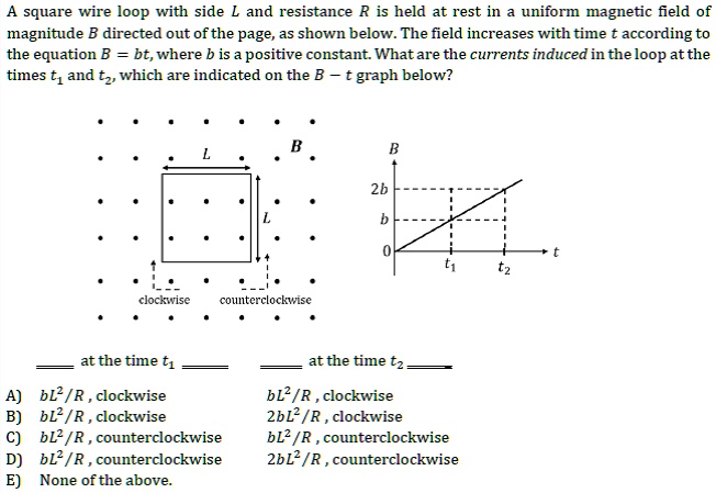 SOLVED: A square Wire Ioop With Side L and resistance R is held at rest in a üniform magnetic ...