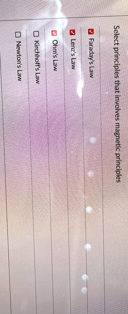 select principles that involves magnetic principles faradays law lenzs ...