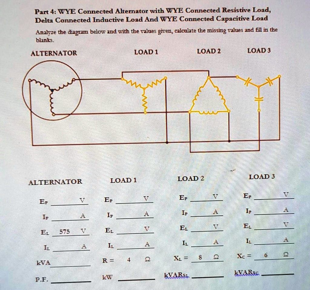 SOLVED: Part 4: WYE Connected Alternator with WYE Connected Resistive Load Delta Connected ...