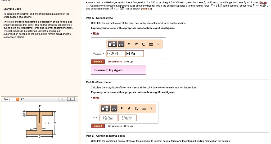 SOLVED: A column with a wide-flange section has a flange width b = 350 ...