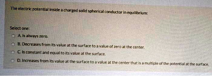 SOLVED: The electric potential inside a charged solid spherical ...