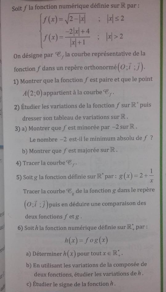 SOLVED: Soit f la fonction numérique définie sur ℝ par: { f(x)=√(2-|x ...